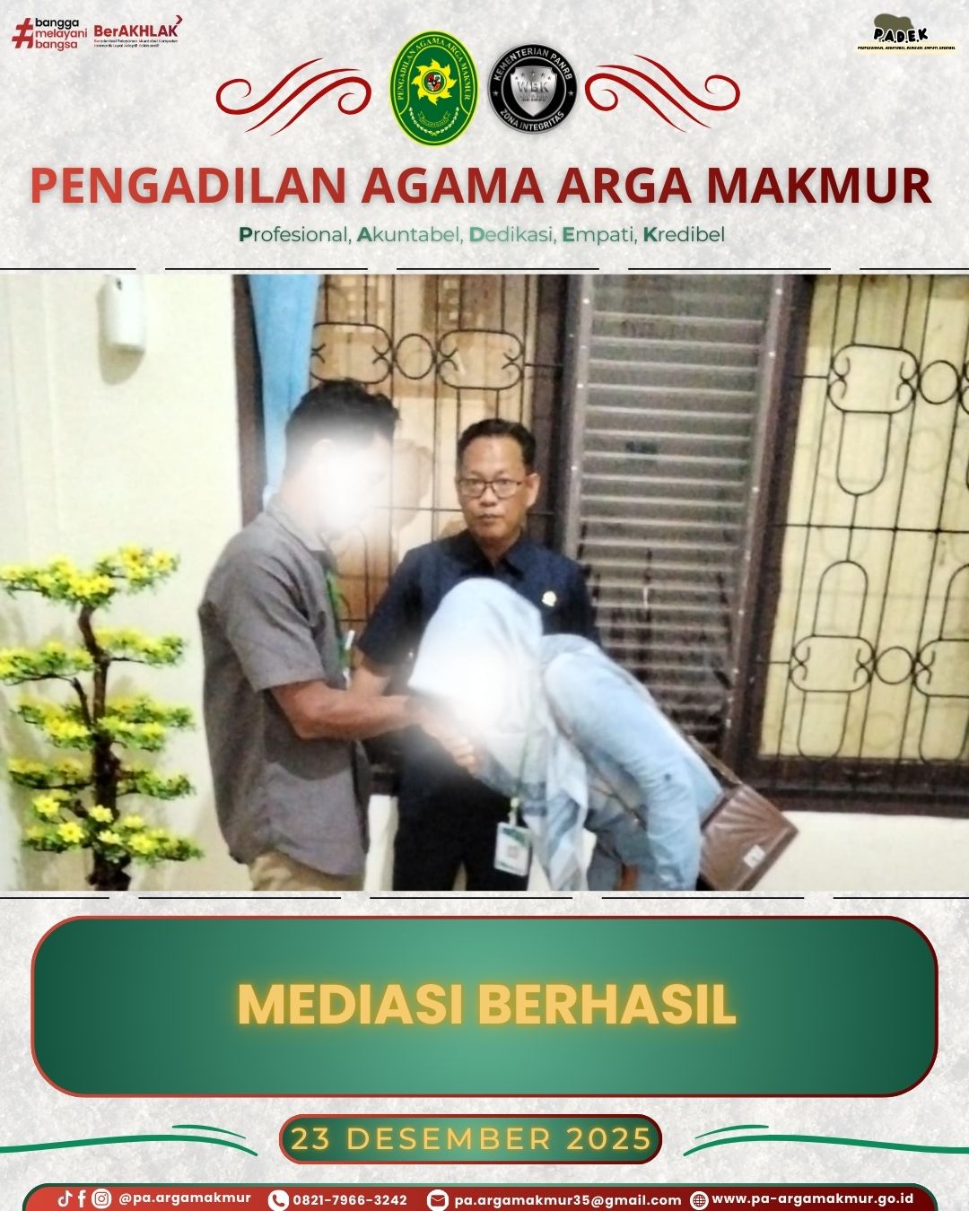 Menutup Akhir Tahun 2025, Mediator Non Hakim PA Arga Makmur Berhasil ...